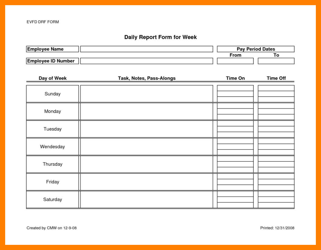 Daily Activity Report Template