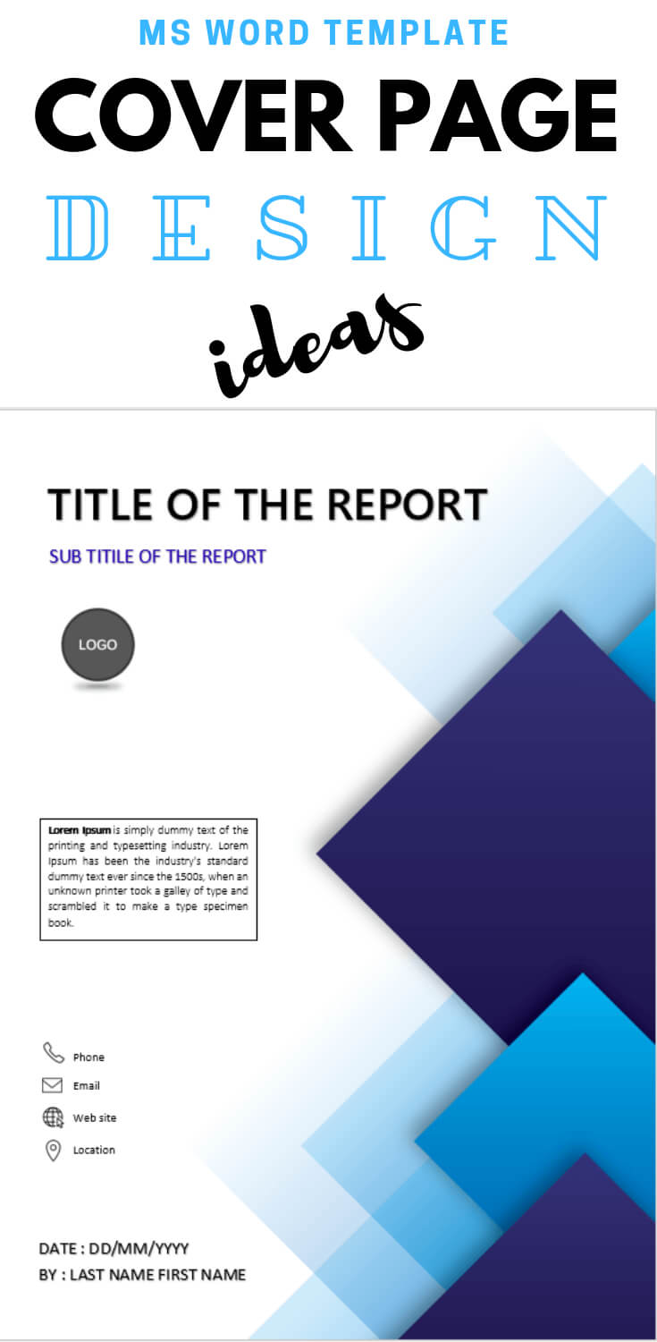 Blue Squares Abstract Design Template Cover Page Design For Word