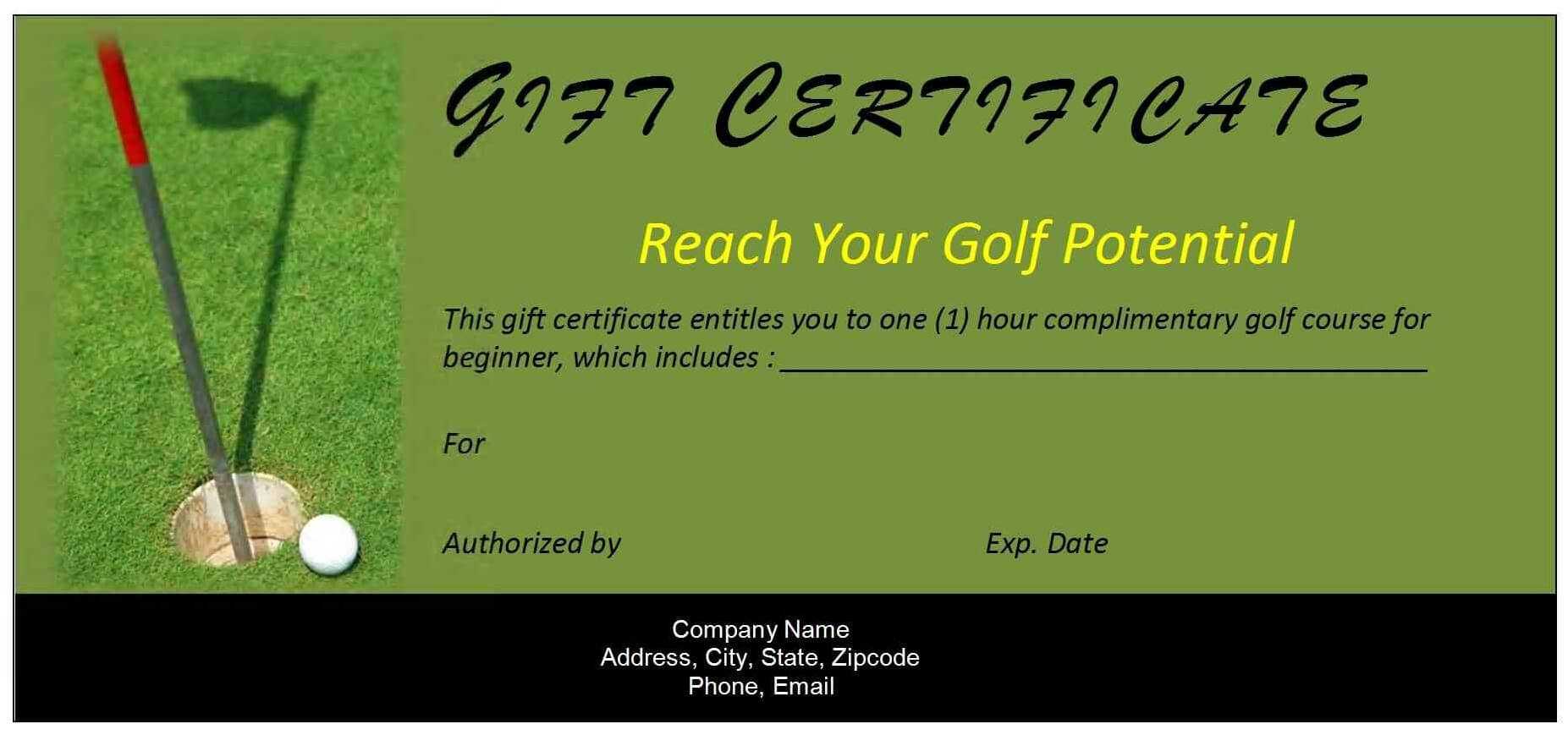 Certificates Remarkable Golf Gift Certificate Template Regarding Golf 