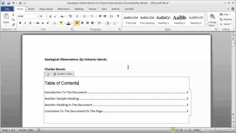 Creating A Table Of Contents In A Word Document Part 1 Intended For creating-a-table-of-contents-in-a-word-document-part-1-intended-for