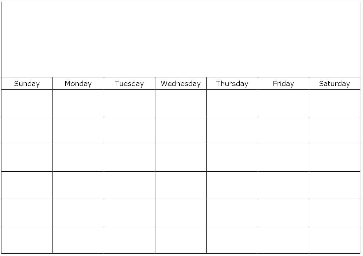 Blank One Month Calendar Template