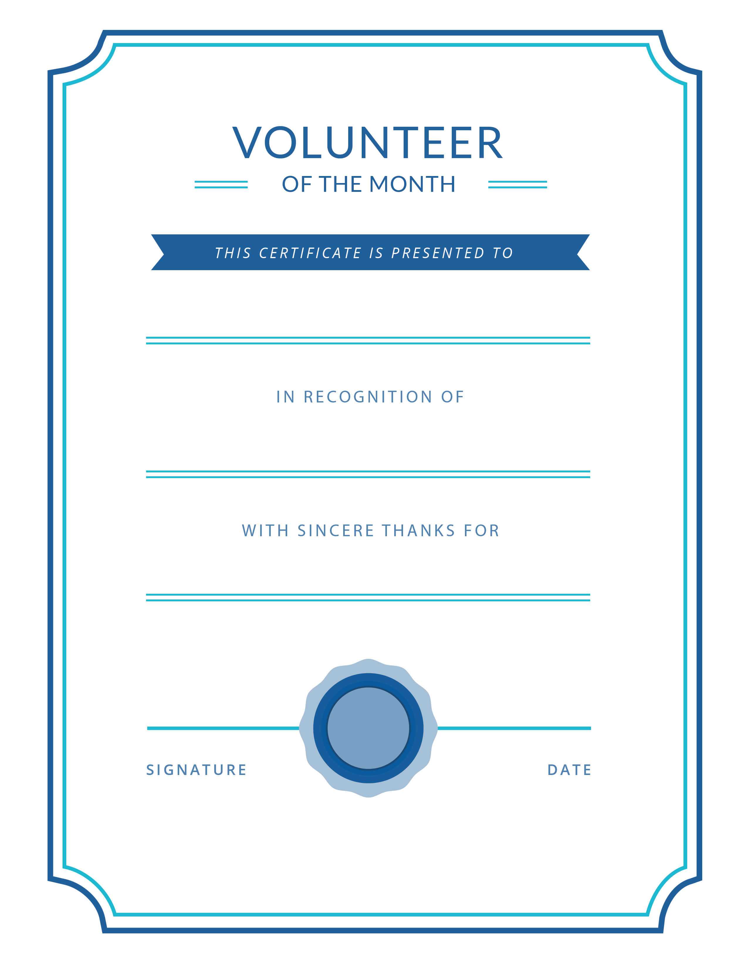 Volunteer Appreciation Certificate Template Free