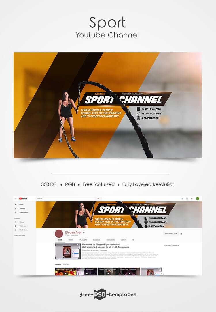 Free Sport Youtube Channel Banner Free Psd Templates Regarding Sports 