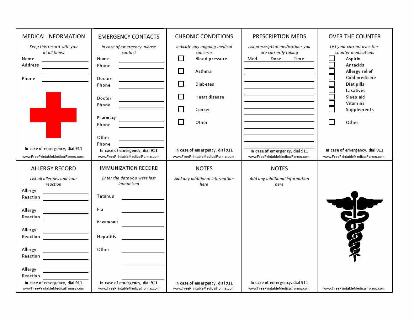 Printable Emergency Card Printable Emergency Card