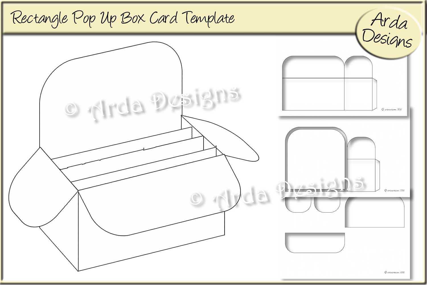 Rectangle Pop Up Box Card Cu Template Throughout Card Box Template 