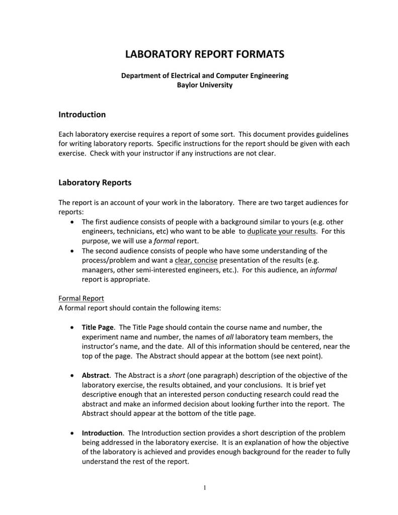 Template From Baylor Manualzz In Engineering Lab Report Template 